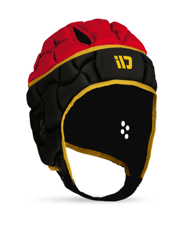 IDGear Club Rugby Headgear - Red/Black/Gold – RYOS NZ